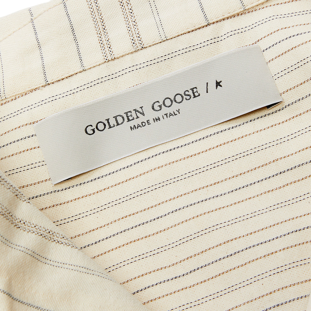 Golden Goose Journey Bowling Giove Short Sleeve Shirt (Ecru/Black/Ecli ...